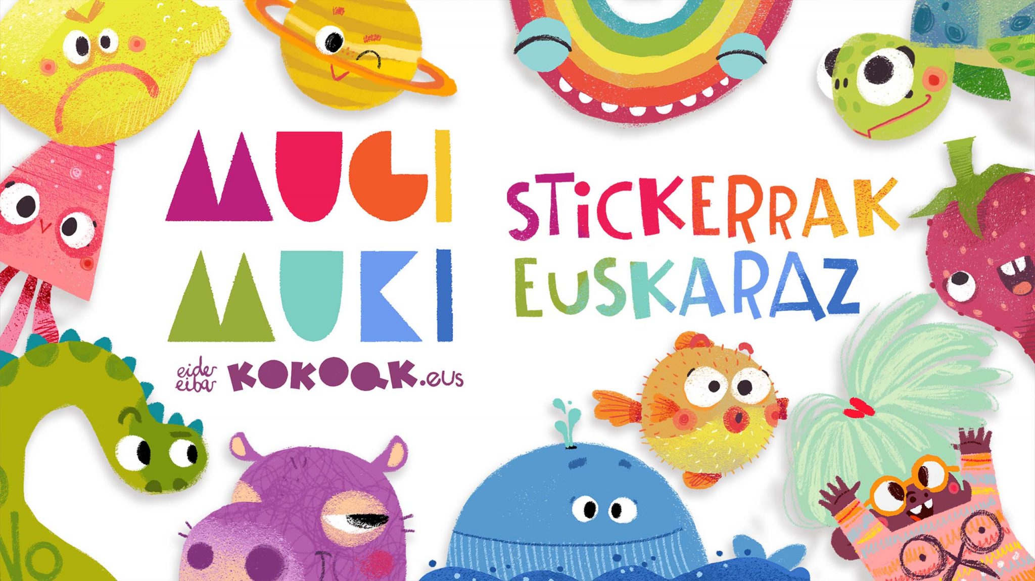 Mugi Muki: Kokoak Stickerrak eta GIF Animatuak Euskaraz
